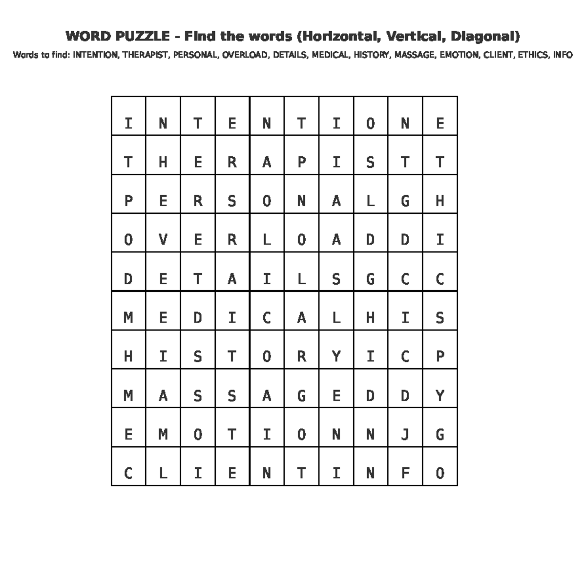 WORD PUZZLE: Find Words (Horizontal, Vertical, Diagonal) - Studocu