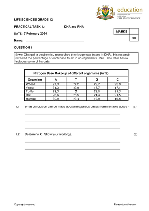 LFSC MEMO GR12 Topic TEST 1 2024 - NATIONAL SENIOR CERTIFICATE GRADE 12 ...