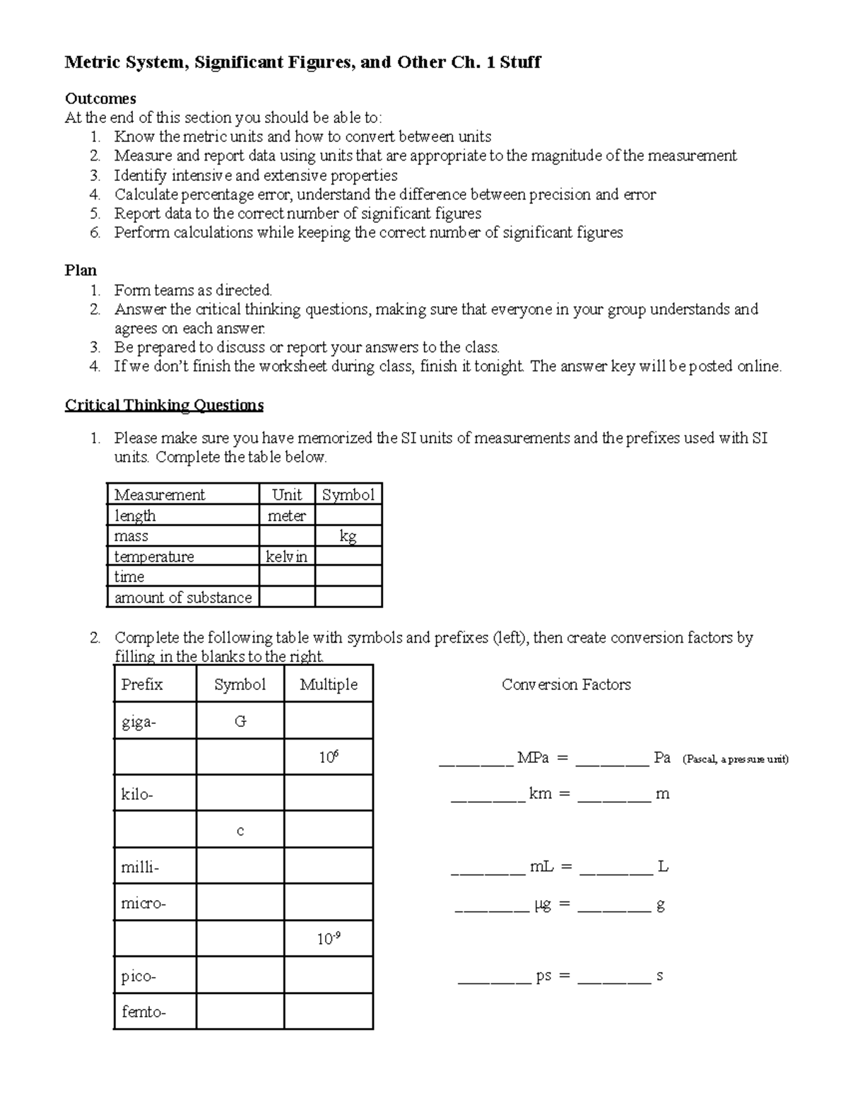 Metric System & Significant Figures Overview - CRSE 2025 - Studocu