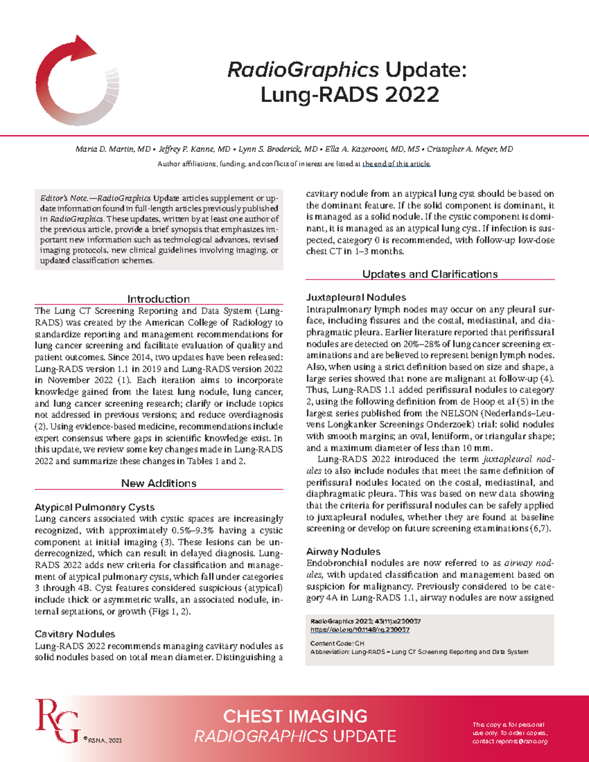 LungRADS Update 2022: Key Changes in Lung Cancer Screening Protocols ...