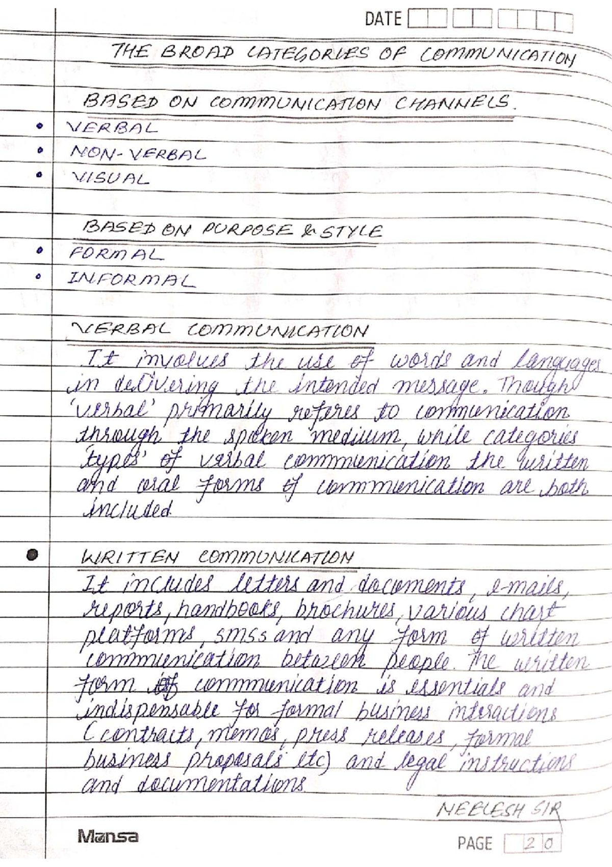 Categories of Communication Based on Channels and Purpose - Studocu