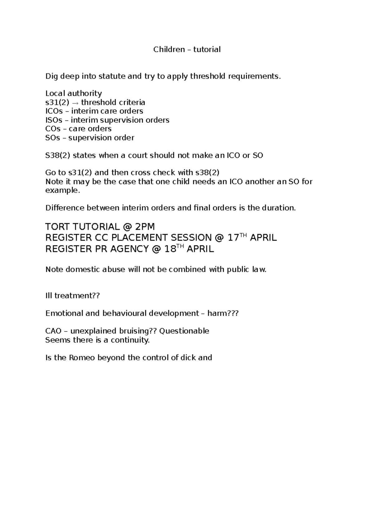 Children - not much - Children – tutorial Dig deep into statute and try ...