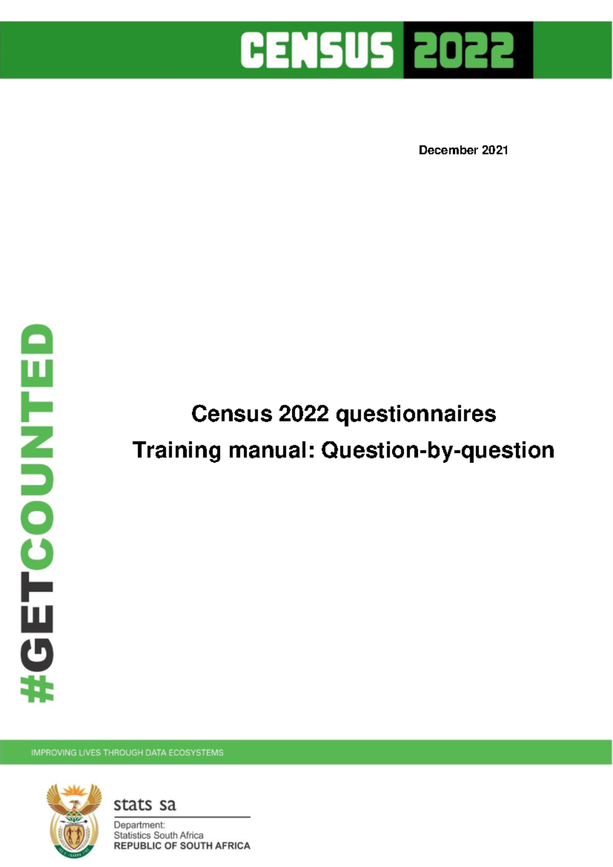 F128947 1 questionnaire training manual - Census 2022 questionnaires Training manual: - Studocu
