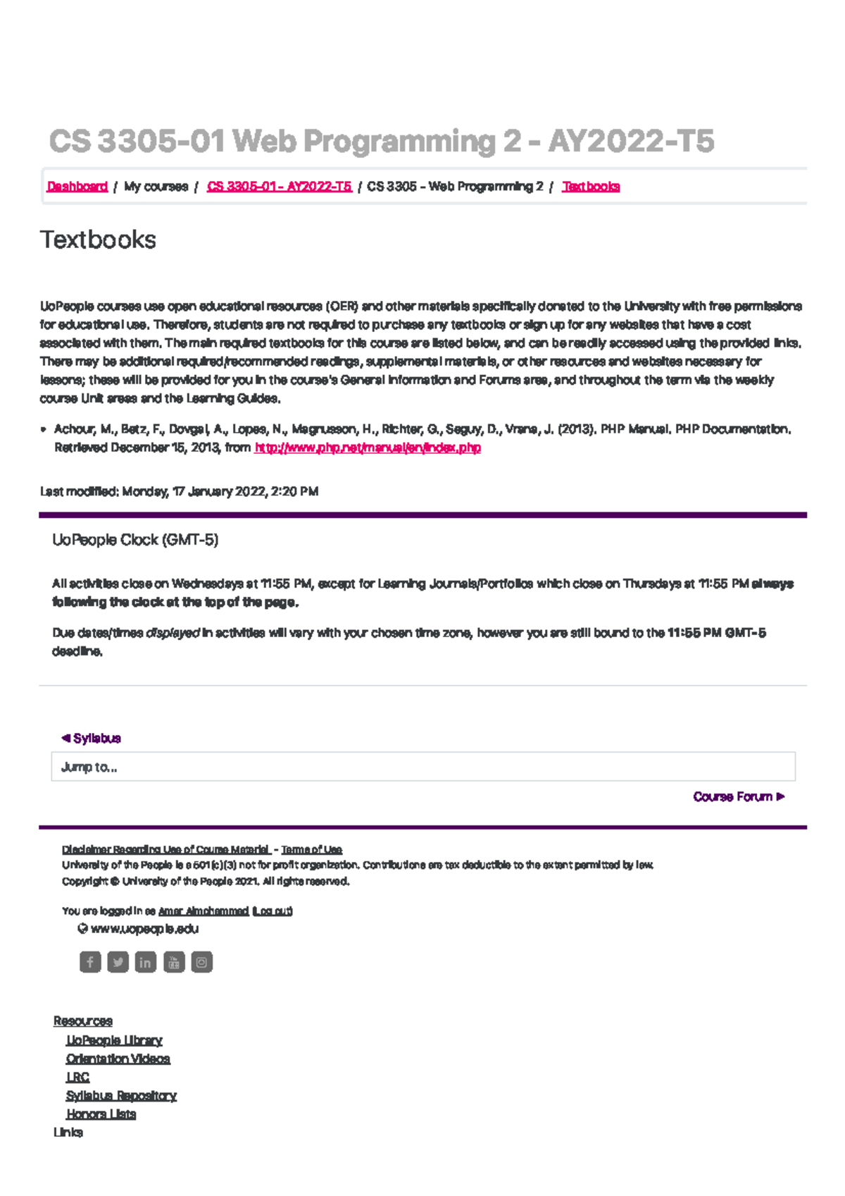 CS 3305-01 - AY2022-T5 Textbooks - CS 3305-01 Web Programming 2 ...