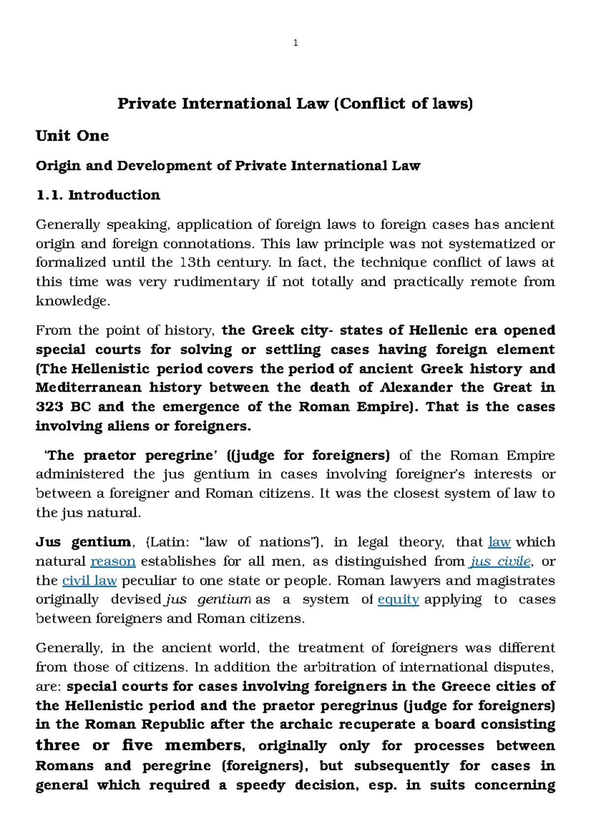 Private International Law - Summary - 1 Private International Law ...