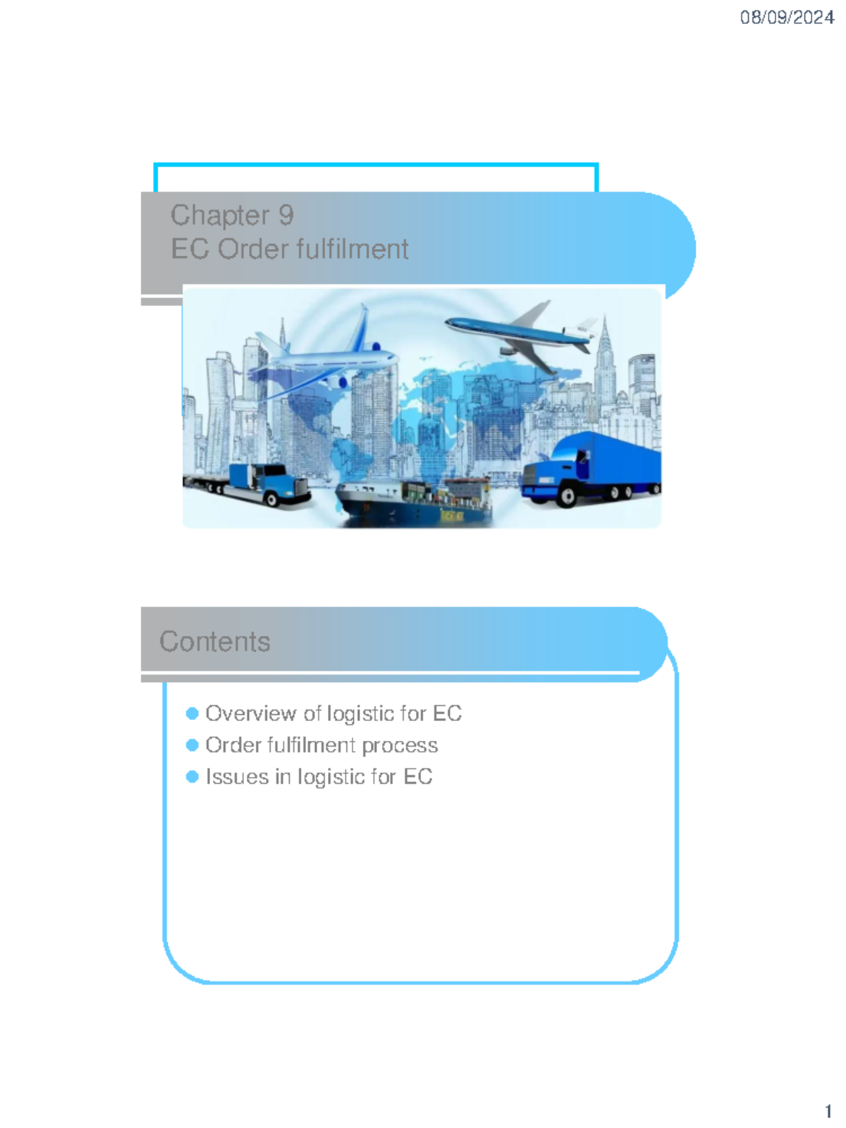 9. Chapter 9 - Order fulfilment - Chapter 9 EC Order fulfilment ...