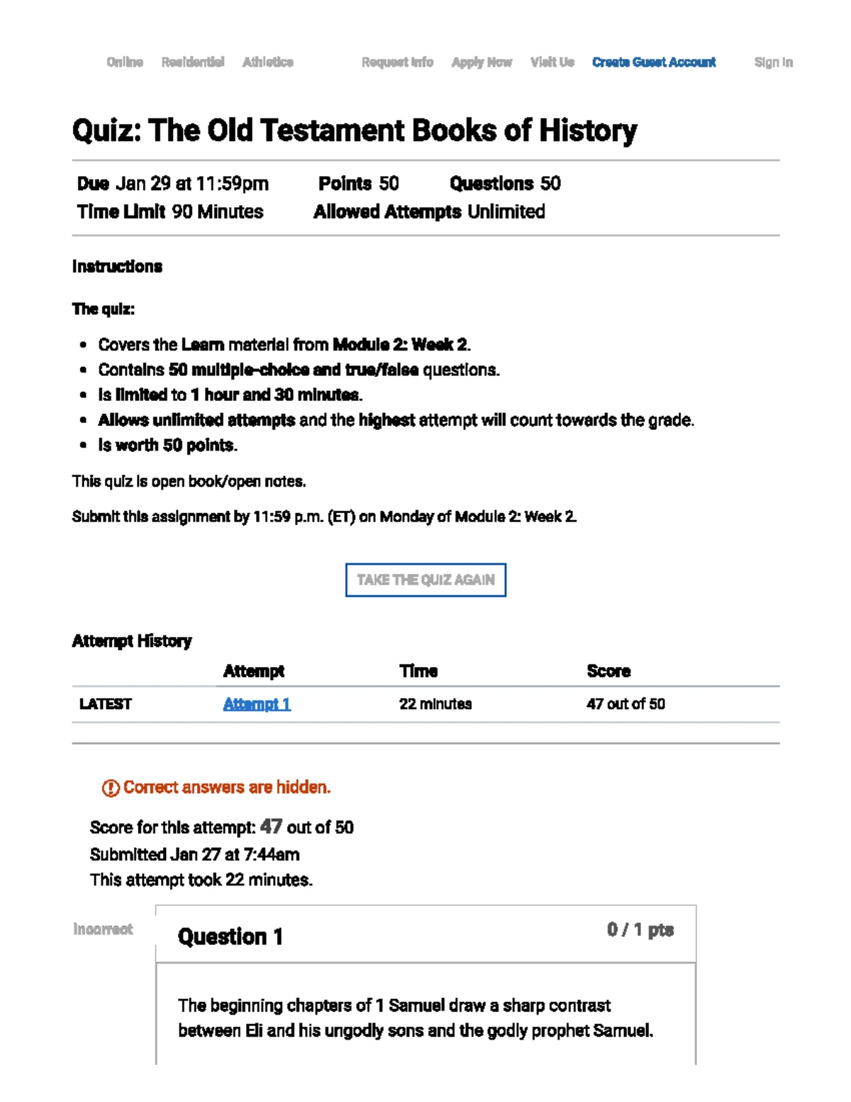 Bible 104 Quiz 1: Old Testament & Pentateuch Overview - Studocu