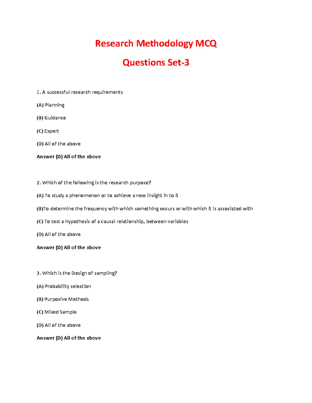 Research Methodology MCQ Questions Set-2-converted - Research ...