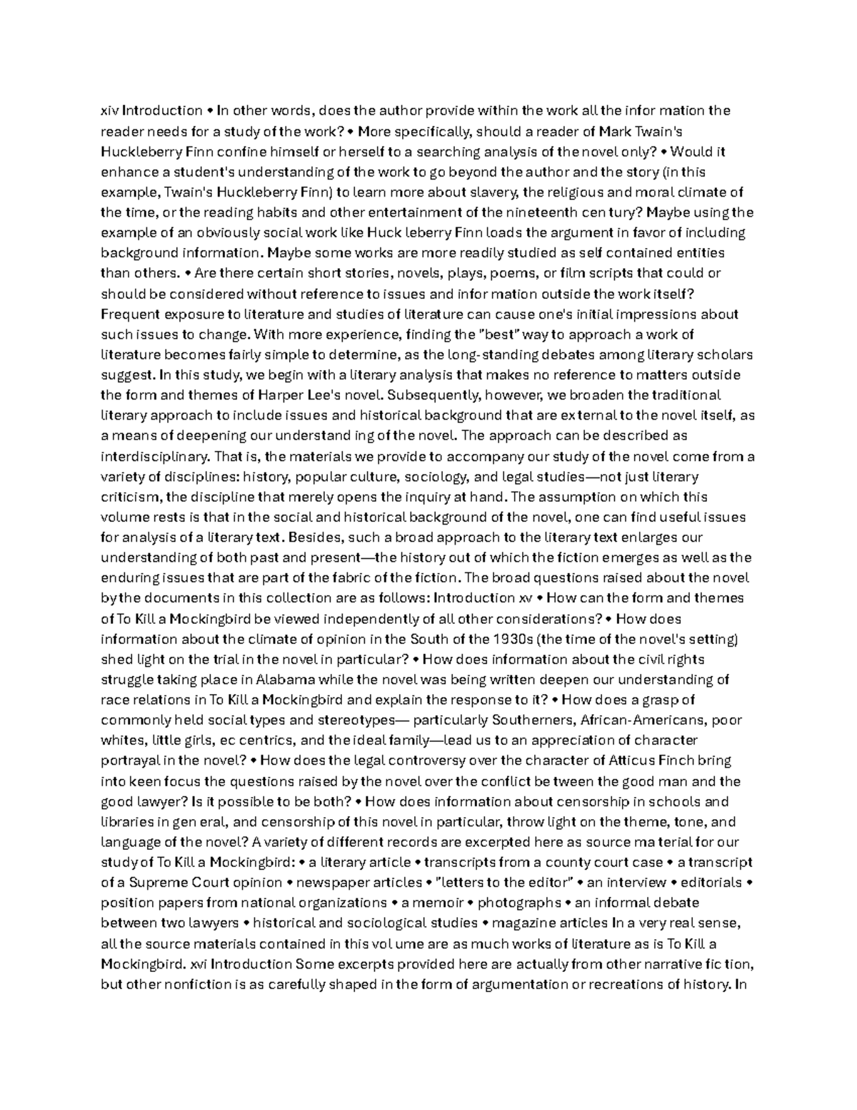 To kill a mockingjay 1 - literature - xiv Introduction • In other words ...