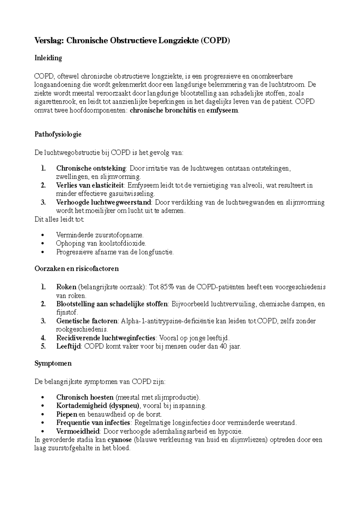 Verslag over COPD: Chronische Obstructieve Longziekte (COPD) Analyse ...