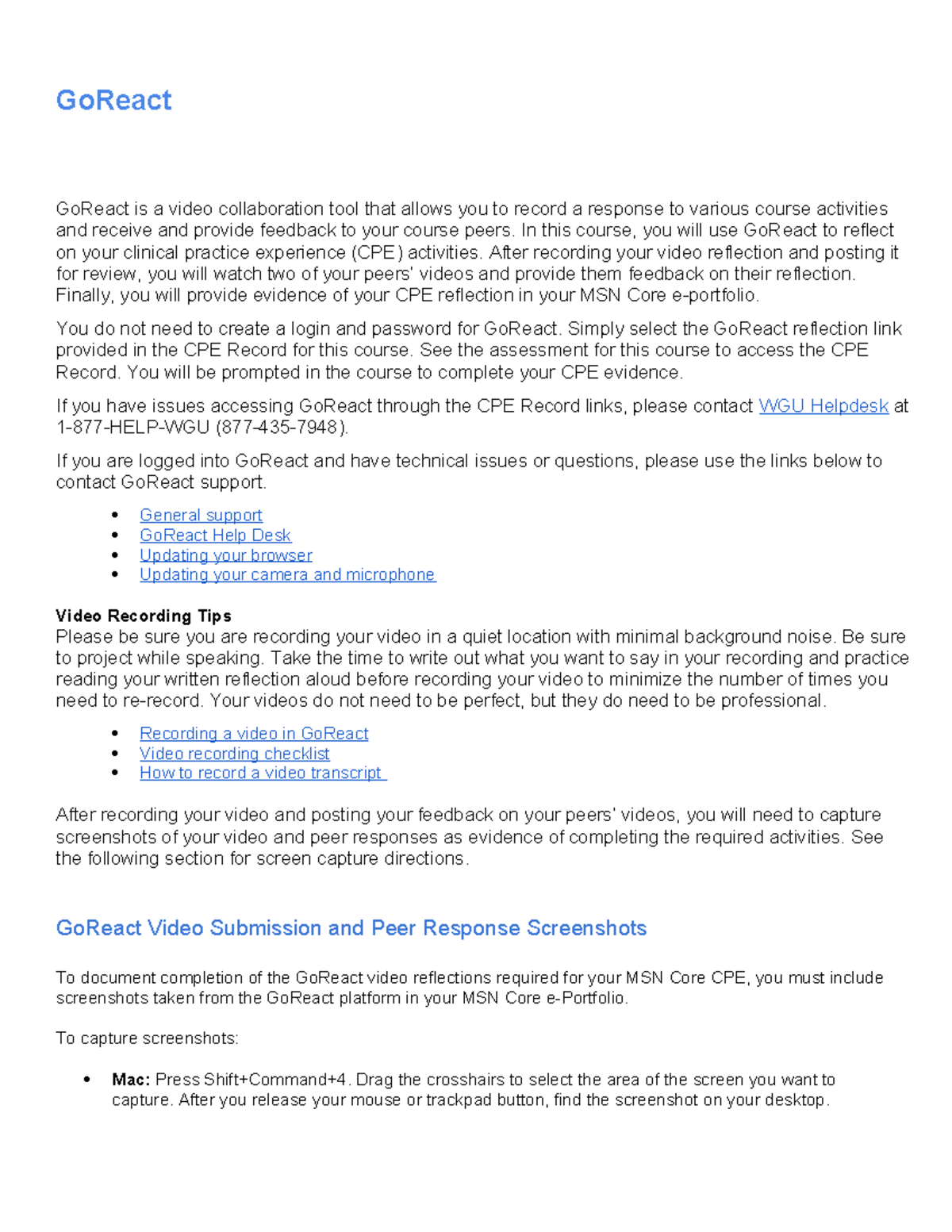 MSN CPE GoReact Instructions for Video Reflections and Feedback - Studocu