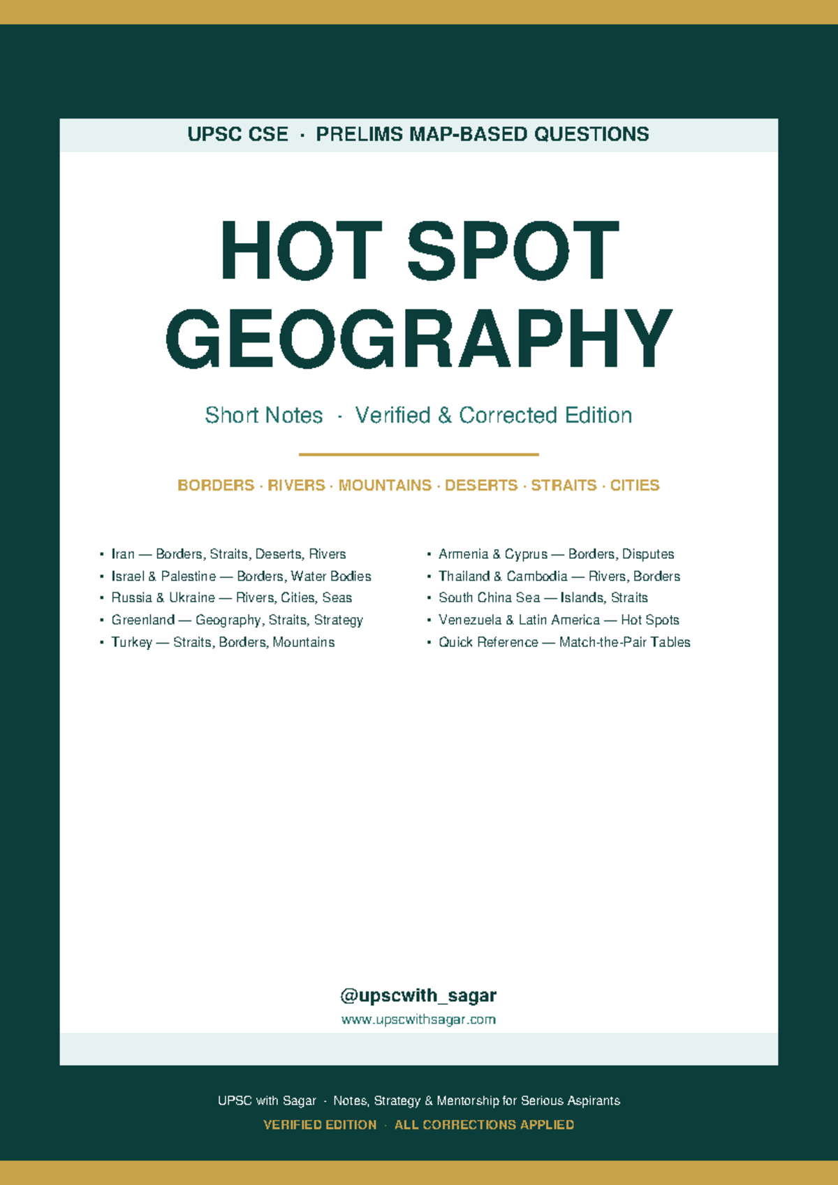 UPSC CSE HOT SPOT GEOGRAPHY Short Notes: Key Regions & Features - Studocu