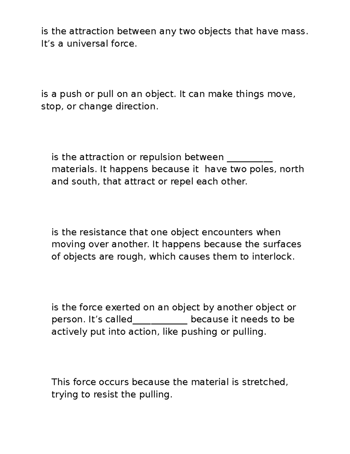 Grade 8 Physics Quiz 1-10: Forces and Motion Concepts - Studocu