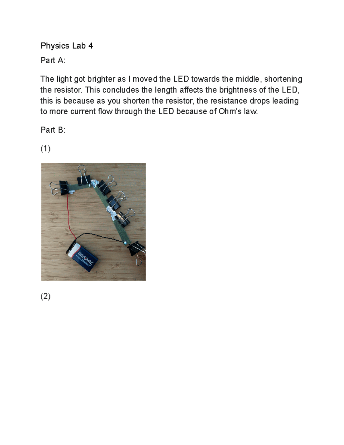 Physics Lab 4 - Impact of Resistor Configuration on LED Brightness ...