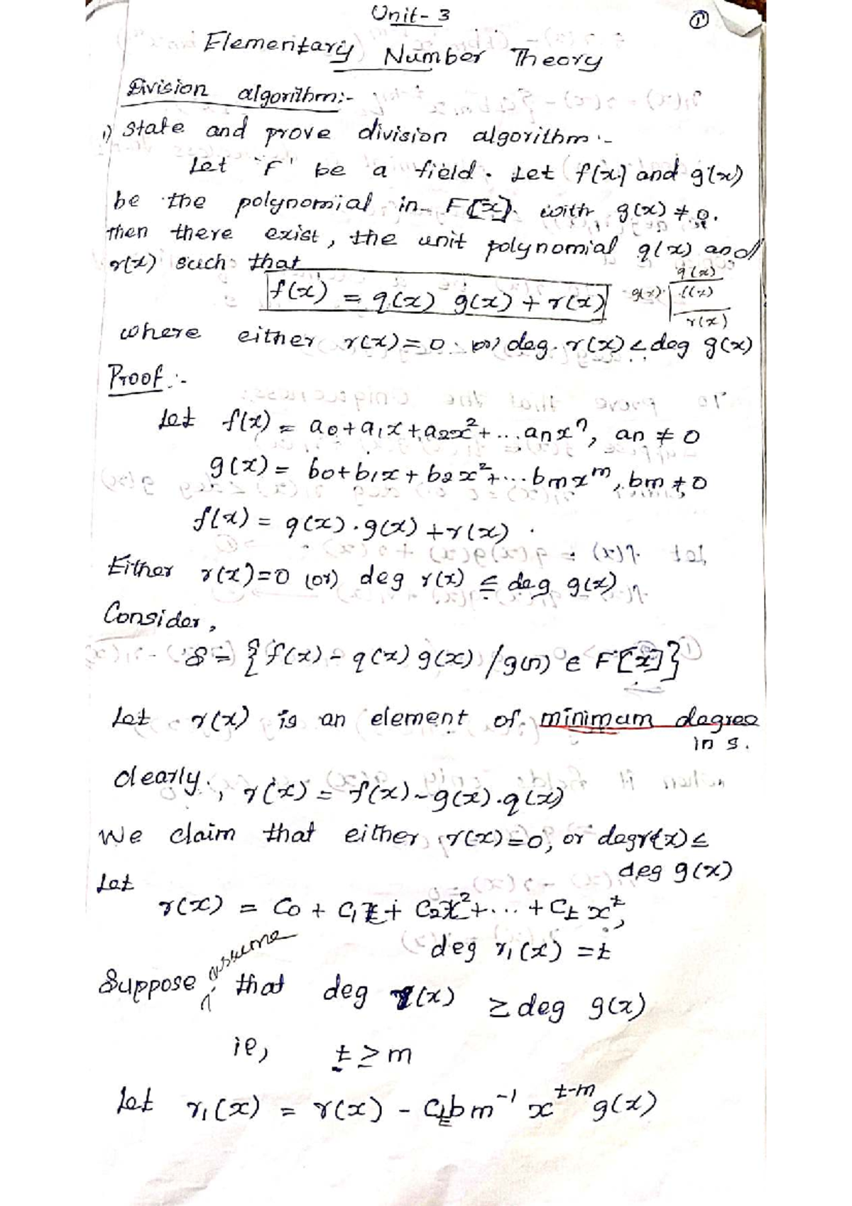 Elementary Number Theory: Division Algorithm and Factor Theorem (MATH 3 ...