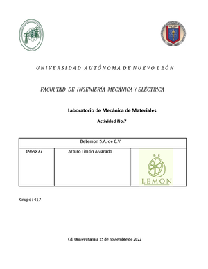 Práctica 2: Esfuerzo vs Deformación en Mecánica de Materiales - 1917386 ...