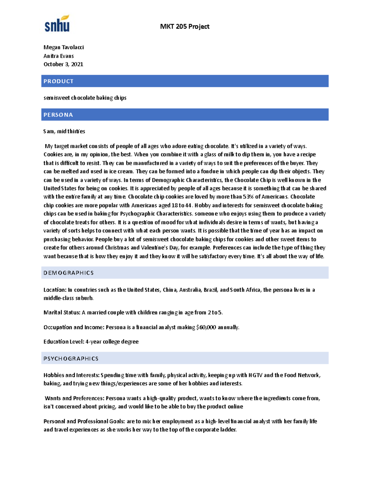 MKT 205 Final Project: Marketing Strategy for Semisweet Chocolate Chips ...