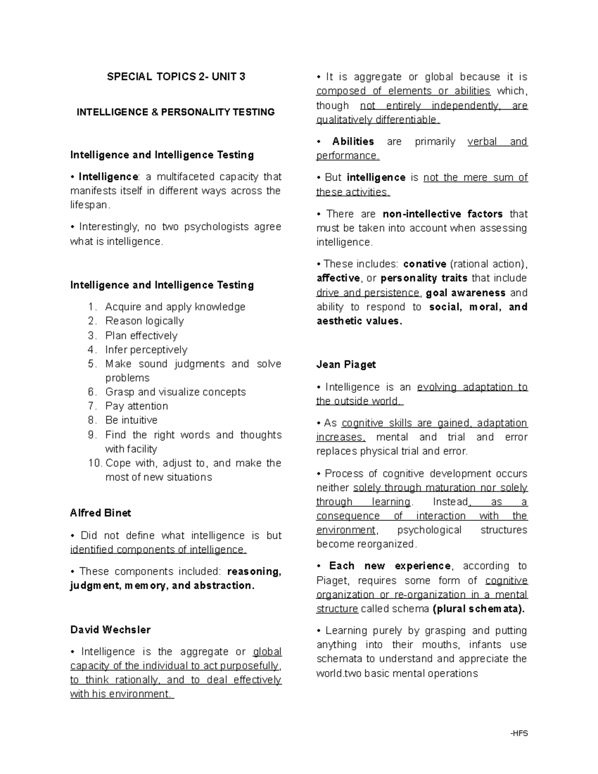 Special Topics 2- UNIT 3 - SPECIAL TOPICS 2- UNIT 3 INTELLIGENCE ...