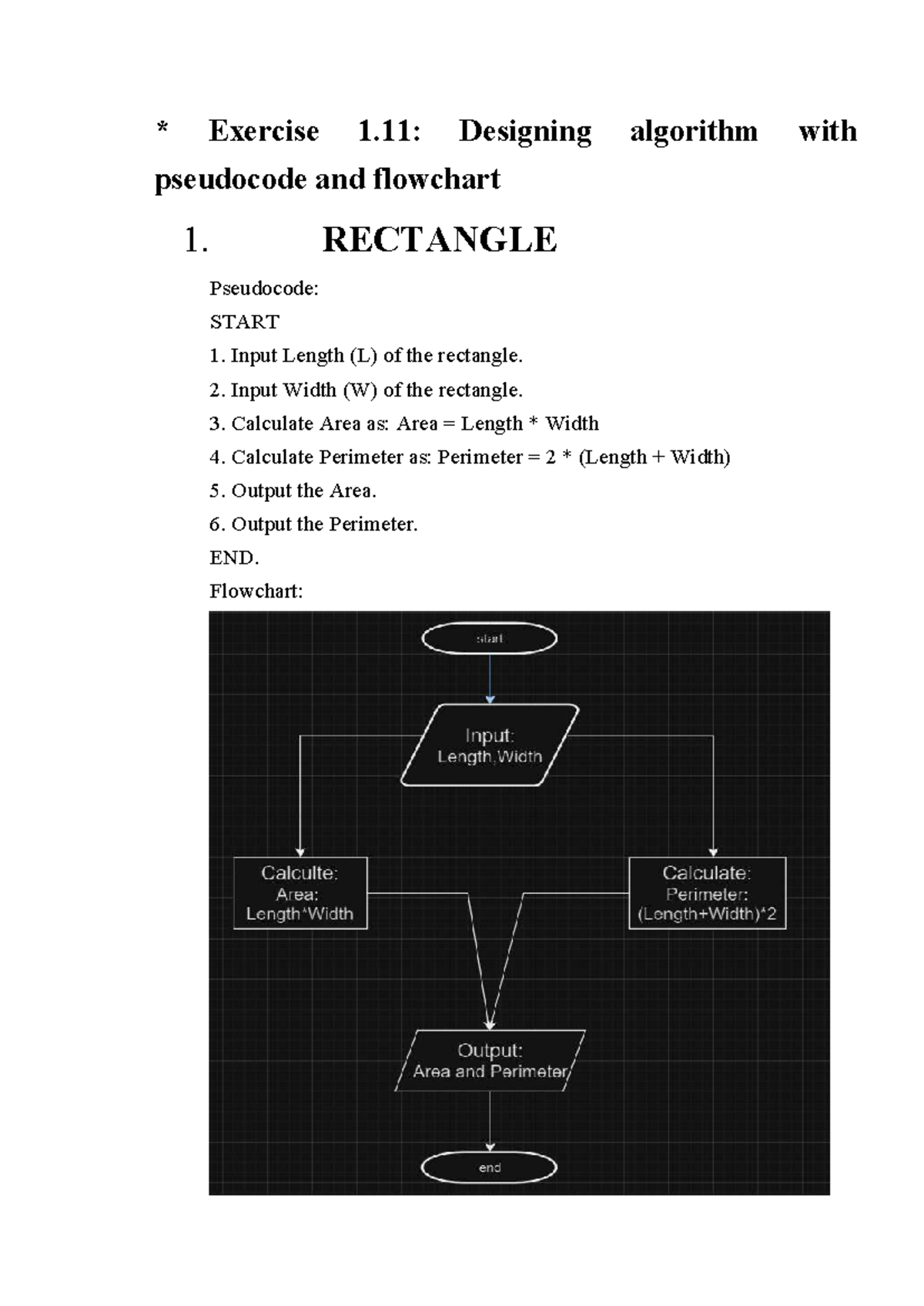Pseudocode & Flowchart Exercises 1.11 to 1.15: Algorithm Design - Studocu