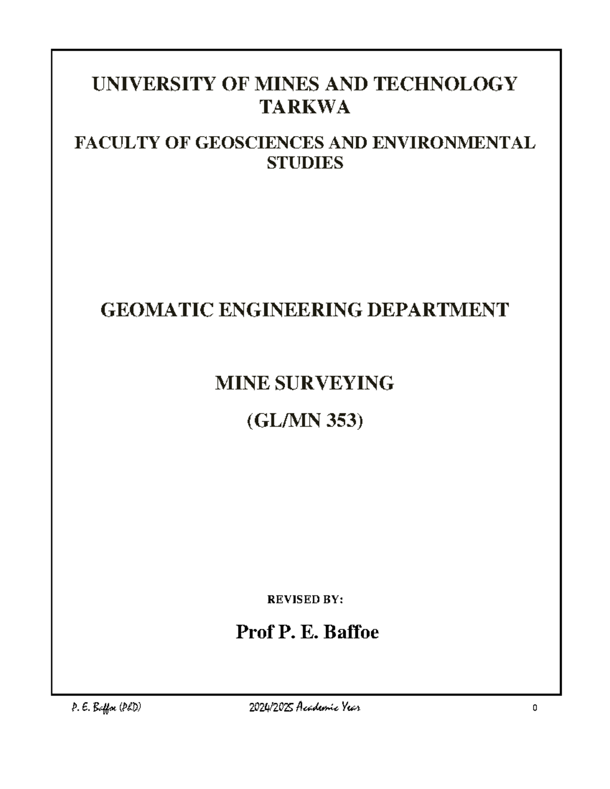 Mine Surveying GLMN 2025: Comprehensive Course Overview and Practices ...