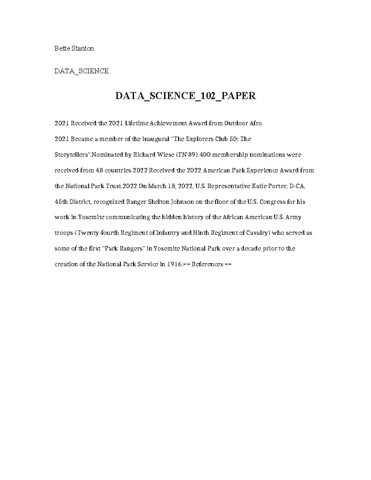 DATA Science 102 Paper - nsncbmascbecnkwenkcnsmbcjs - Bette Stanton ...