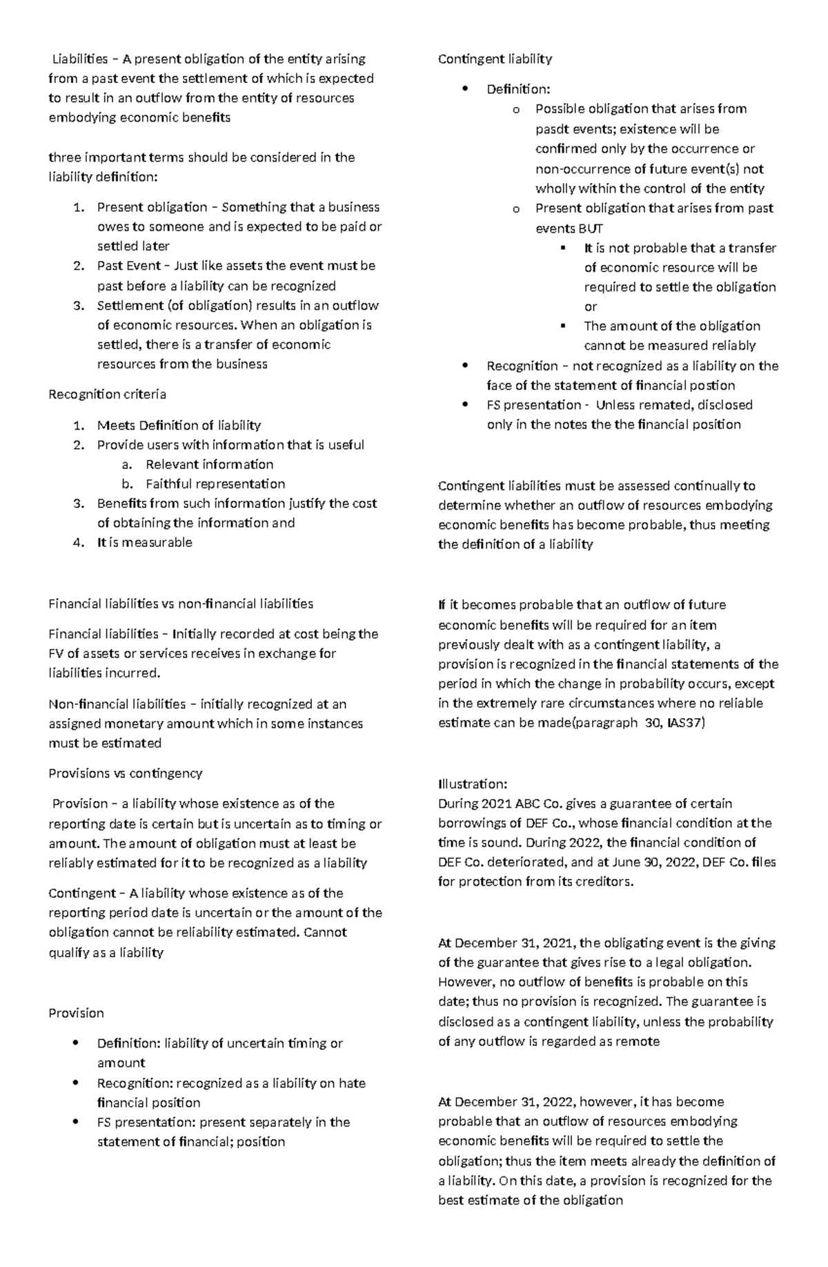 Liabilities Overview: Definitions, Recognition, and Measurement ...