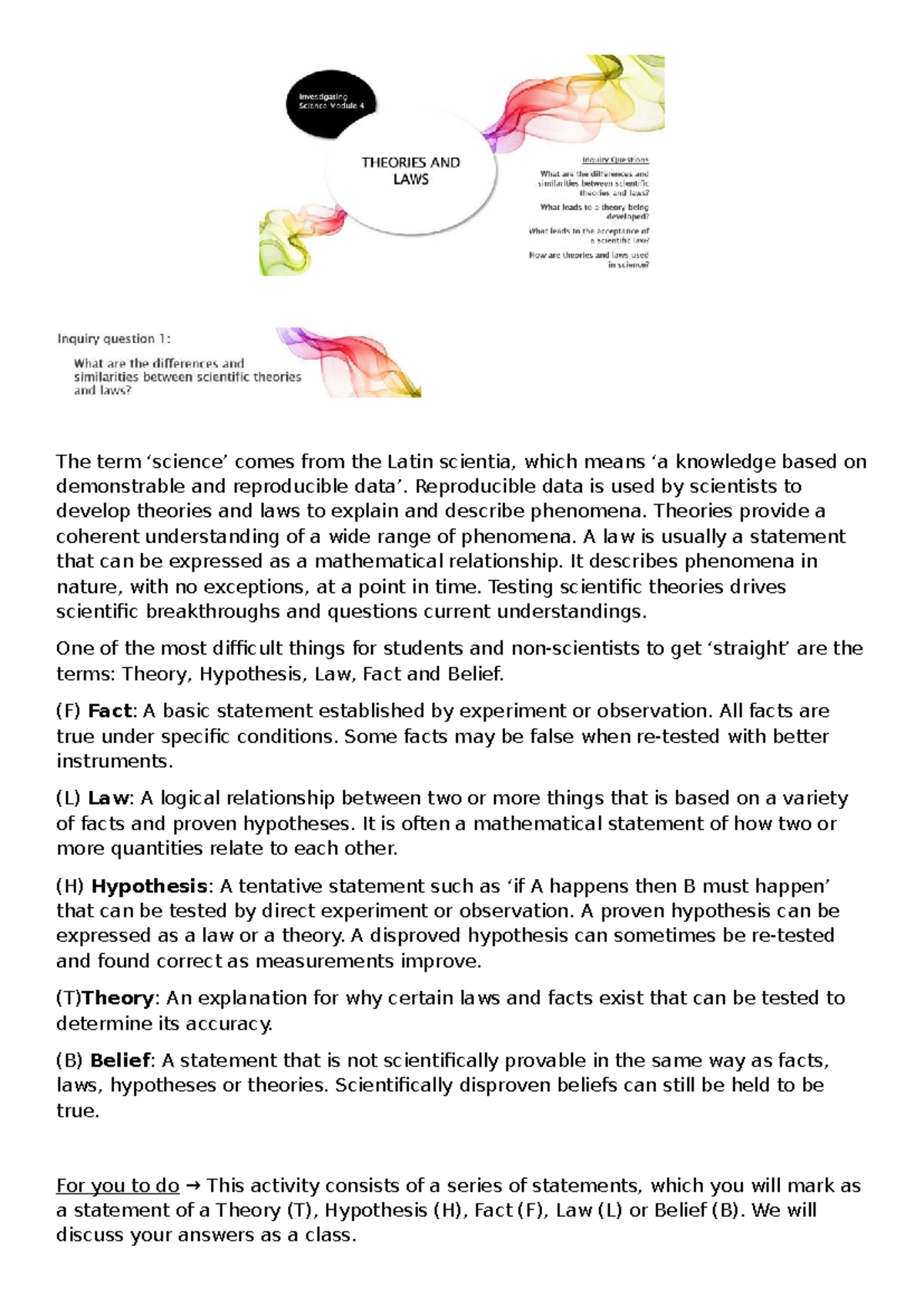 11INV Module 4: Understanding Scientific Theories, Laws, and Concepts ...
