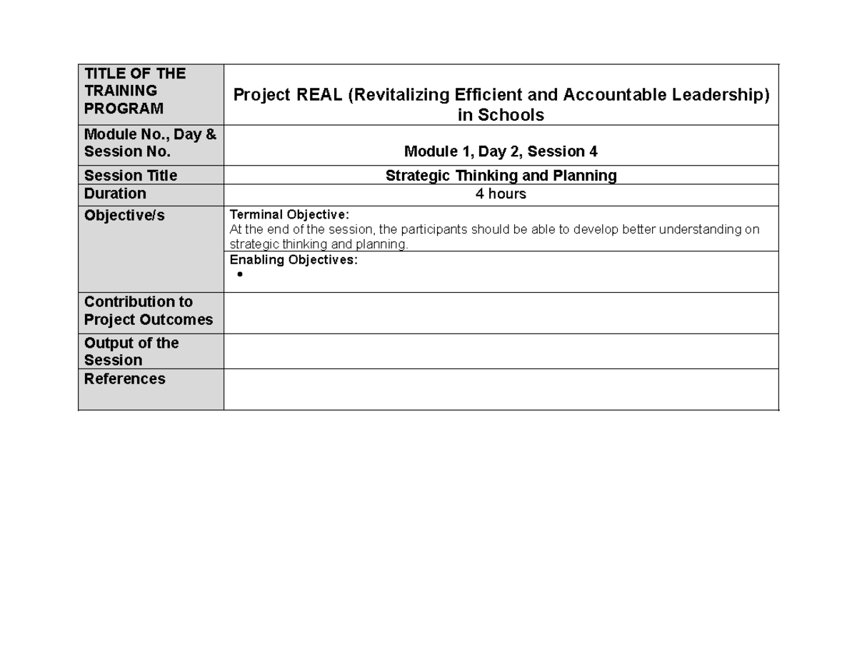 Session- Guide- Templates - TITLE OF THE TRAINING PROGRAM Project REAL ...