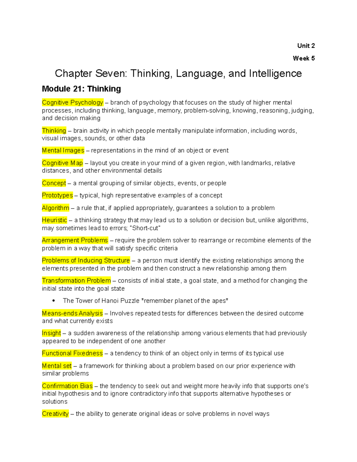 Chapter 7: Insights on Thinking, Language, & Intelligence Notes - Studocu