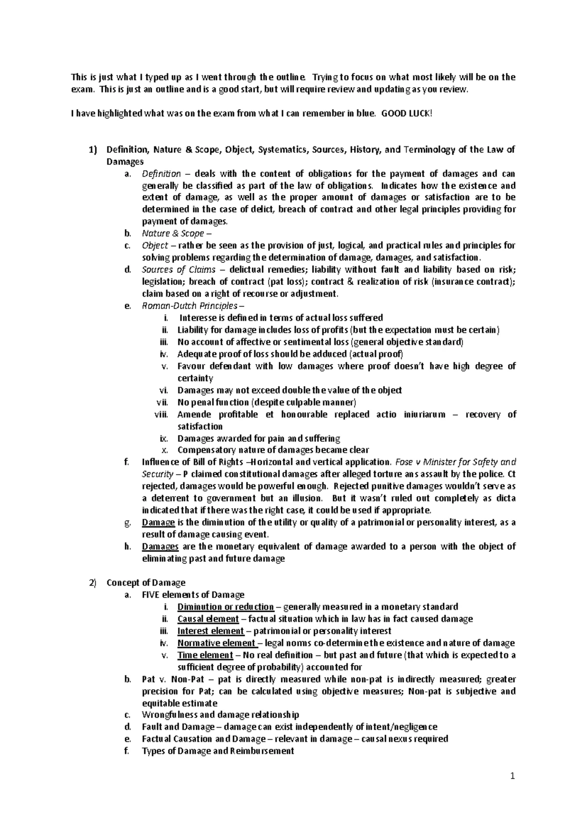 Delict Notes - LAW OF DELICT NOTES Definition: Definitions of a delict ...