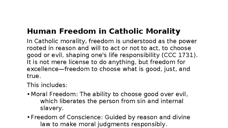 Catholic Morality: Understanding Human Freedom and Its Impediments ...