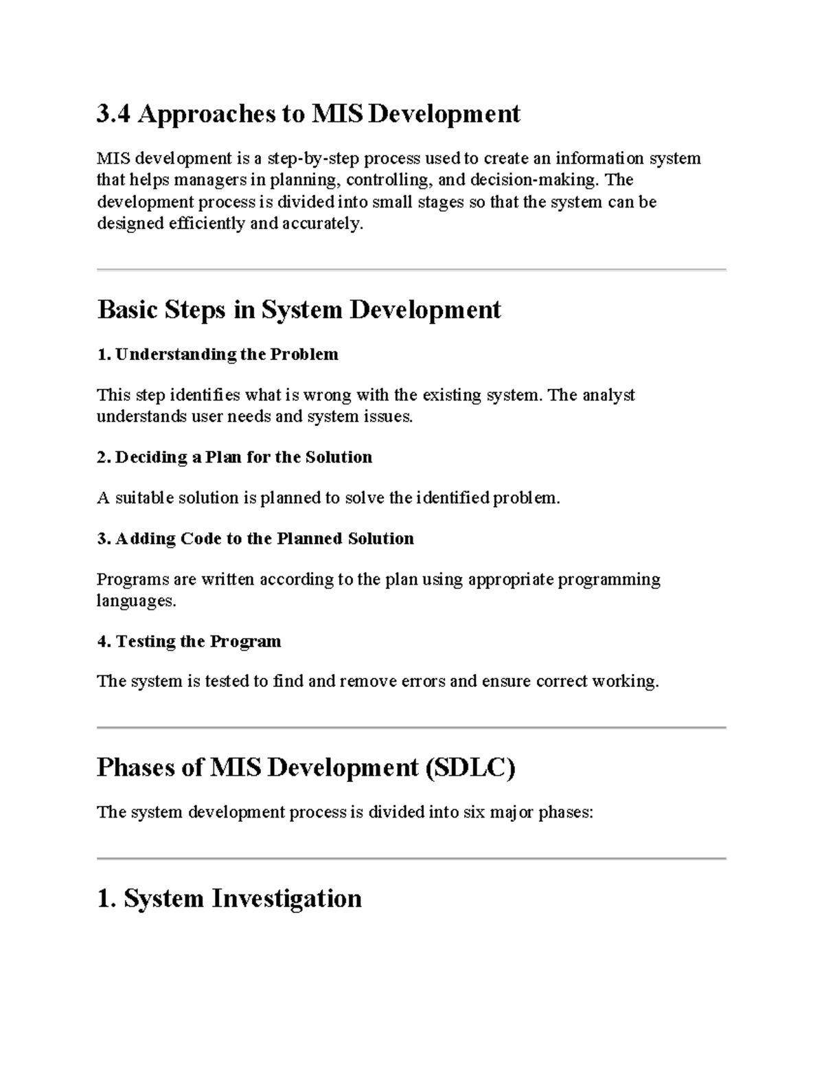 MIS Development Approaches: A Comprehensive Guide to SDLC - Studocu