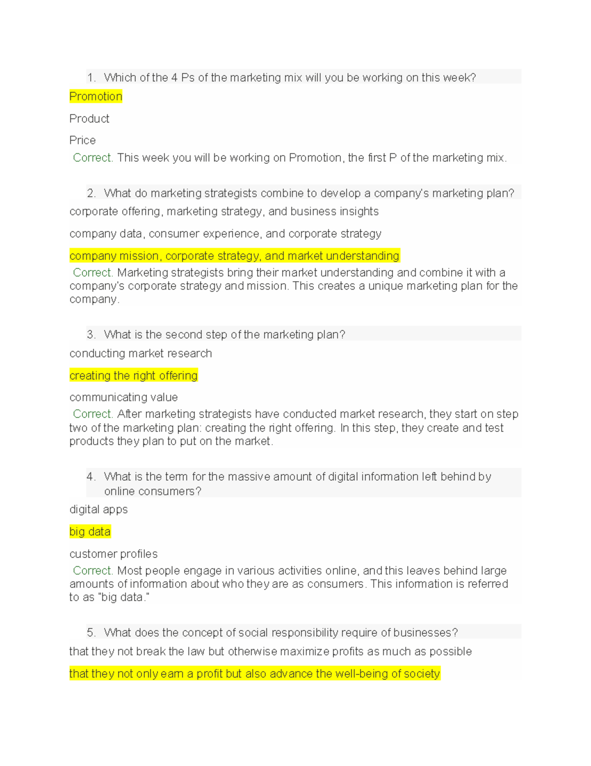 MKT 205 Chapter 3 Study Guide: Key Concepts and Answers - Studocu