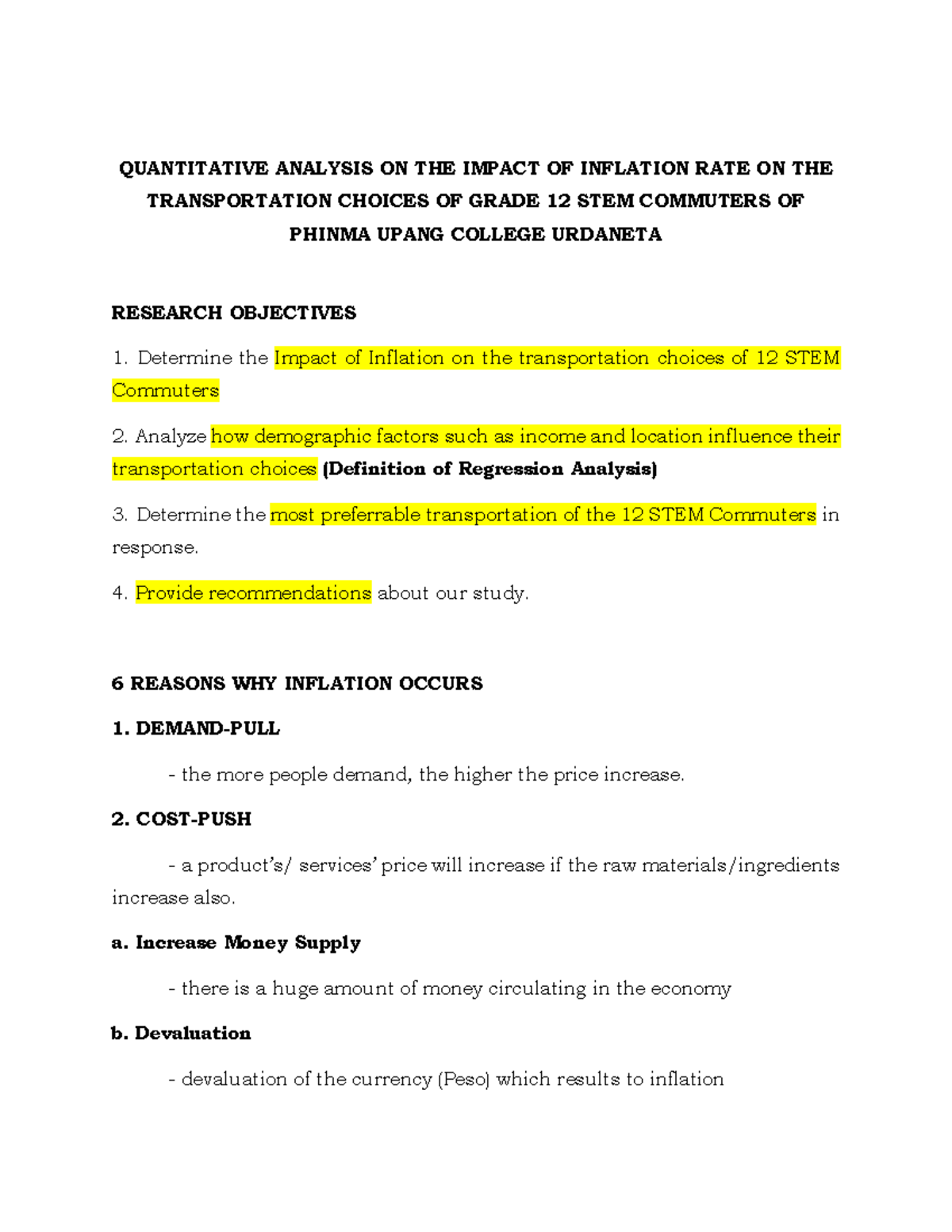 Quantitative Research on Inflation's Impact on 12 STEM Commuters ...