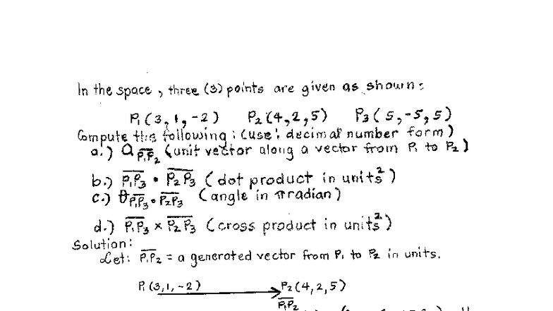 Sample Problem: Vector Dot & Cross Product (Math 101) - Studocu