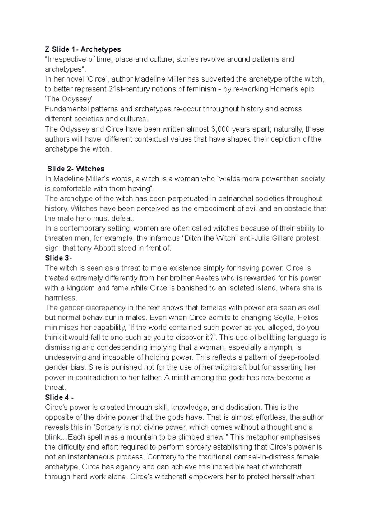 Comparison of Archetypes in 'The Odyssey' and 'Circe' - Prelim Analysis ...