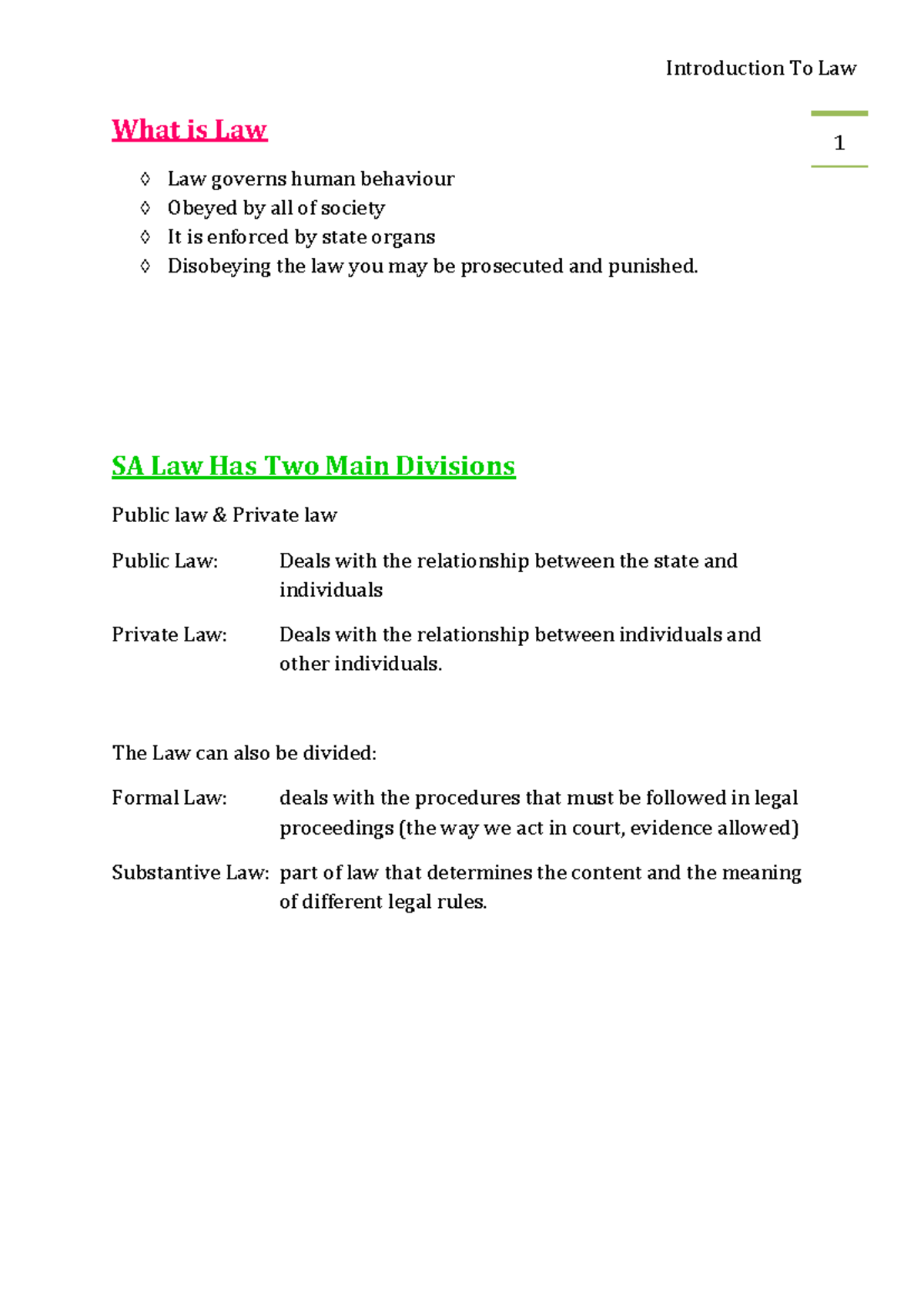 ILW1501 - Introduction to Law Quiz: Key Concepts and Principles - Studocu
