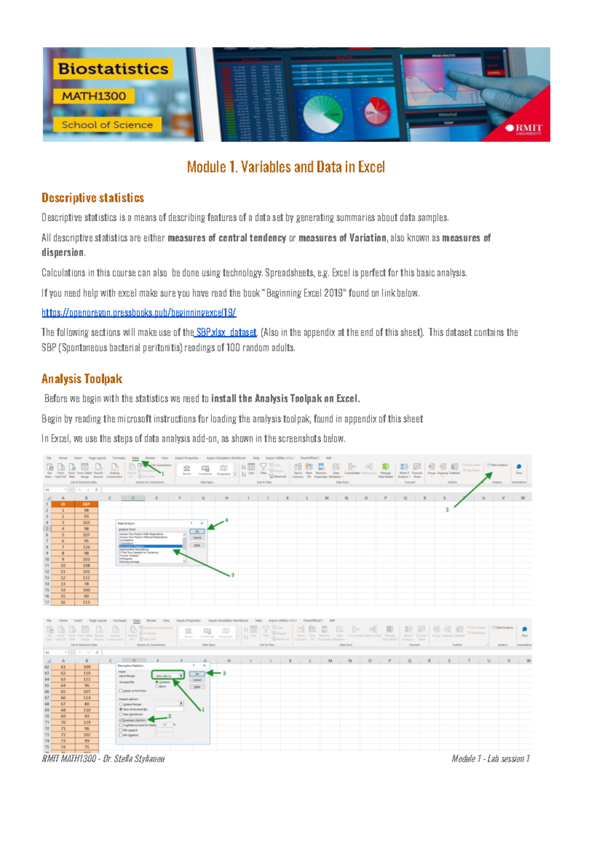 Module 1. Variables and Data in Excel - Module 1. Variables and Data in ...