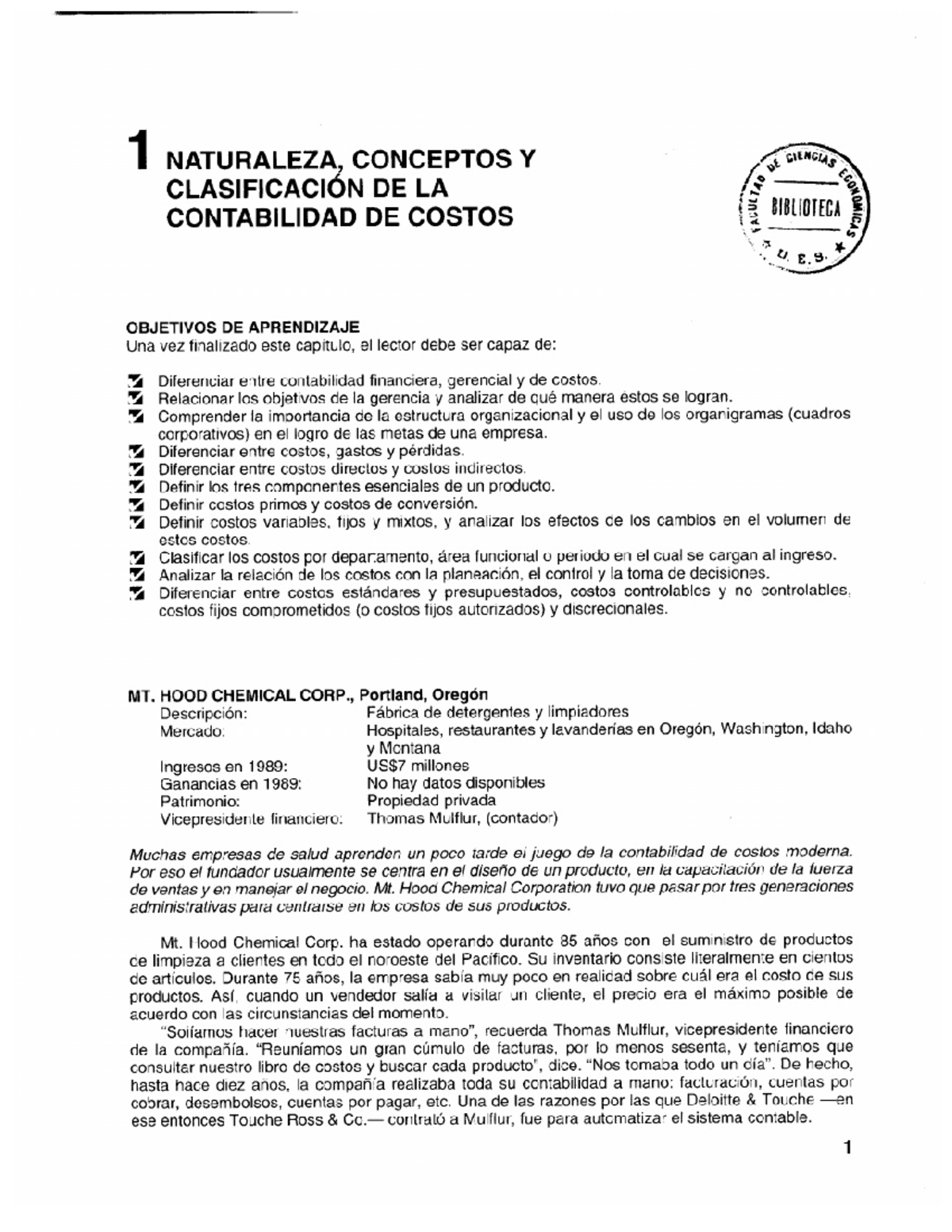 Naturaleza, conceptos de la contabilidad de costos - 1 NATURALEZA, CONCEPTOS Y DE CIENCIAS - Studocu