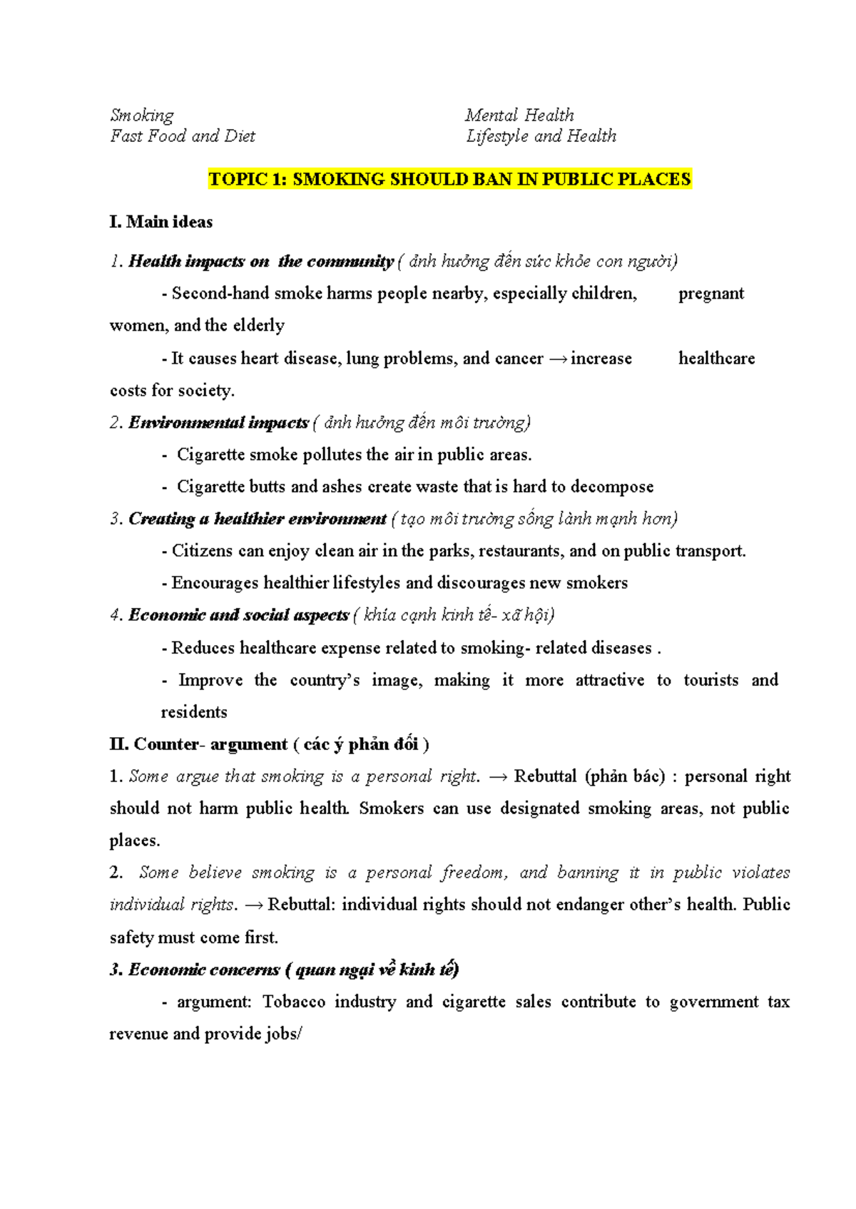 VSTEP Writing: Smoking Ban in Public Places and Fast Food Impacts - Studocu