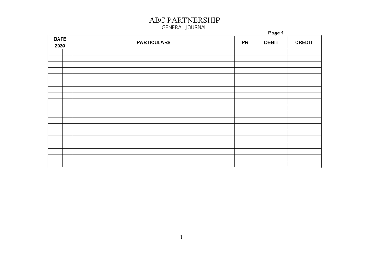 ABC Partnership General Journal & Financial Statements (2020) - Studocu