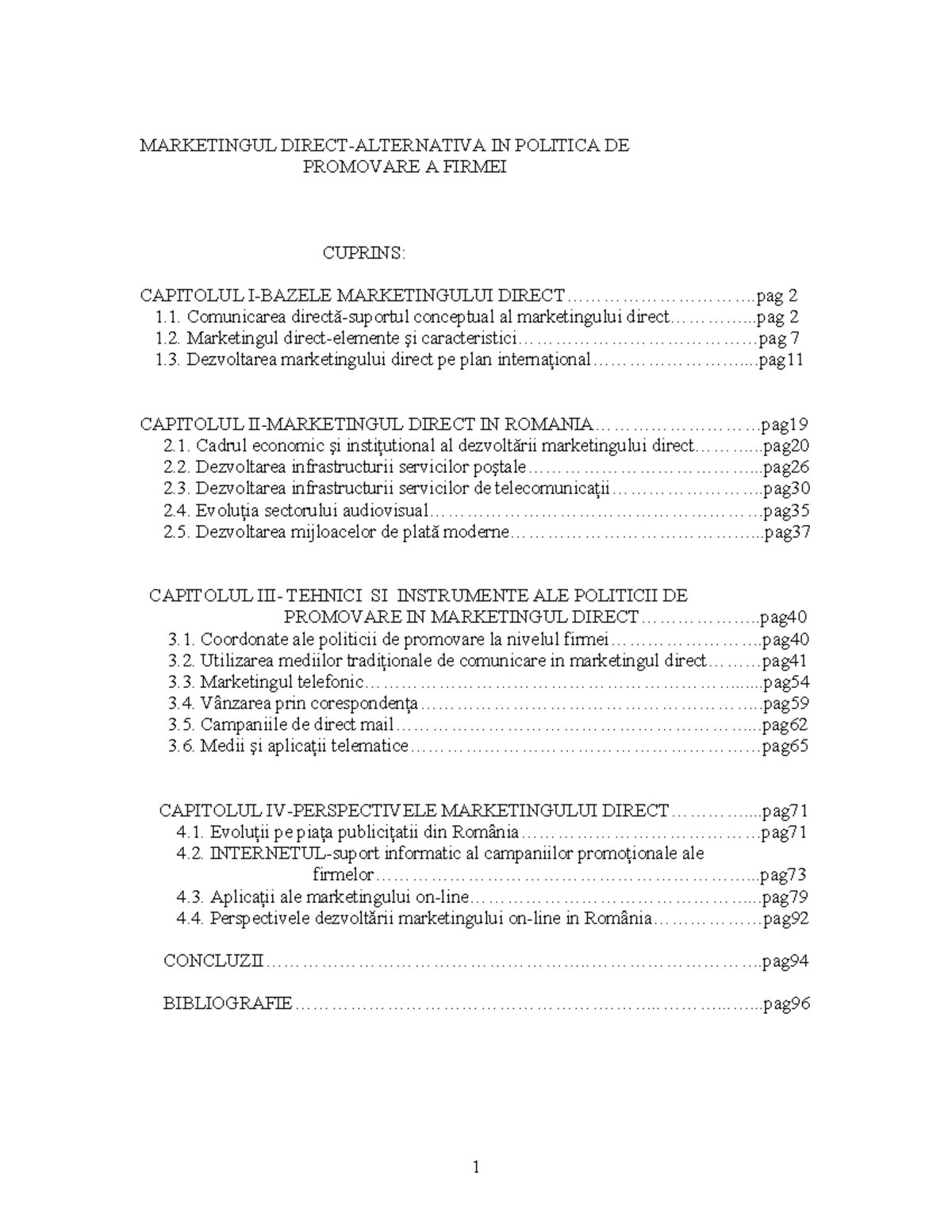 Toaz - LUCRARE - MARKETINGUL DIRECT-ALTERNATIVA IN POLITICA DE ...