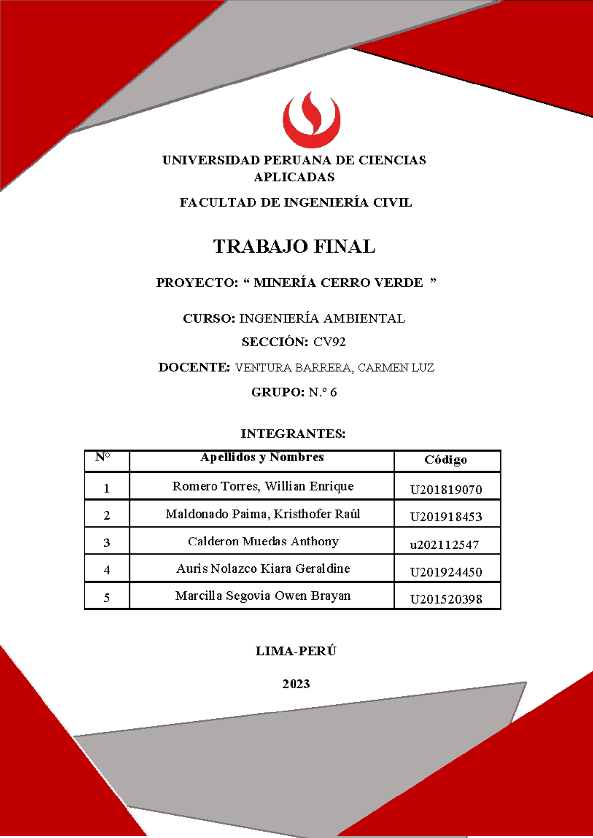 Trabajo Final: Proyecto de Minería Cerro Verde - Ingeniería Ambiental ...