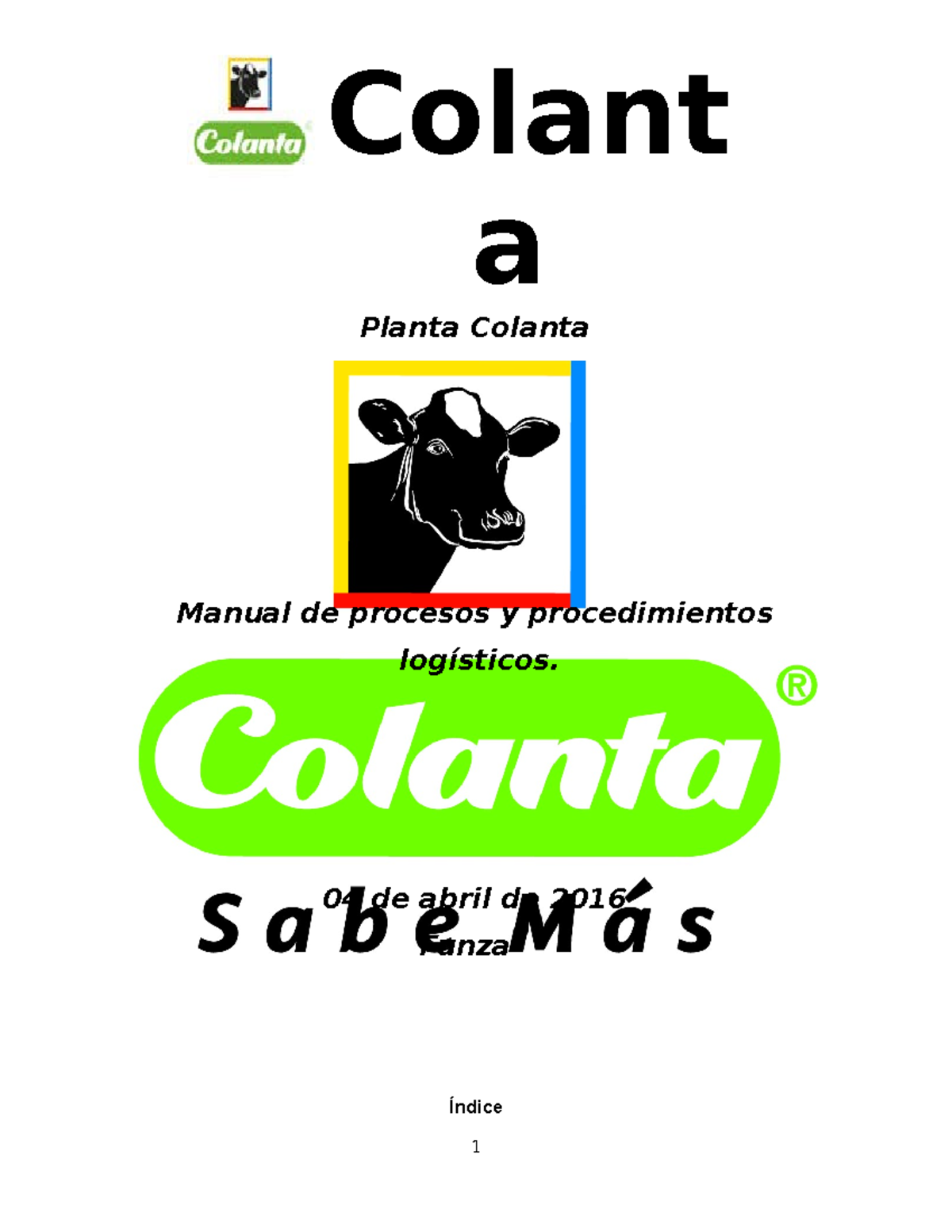Manual de Procesos Logísticos en Planta Colanta - AP1 - Studocu