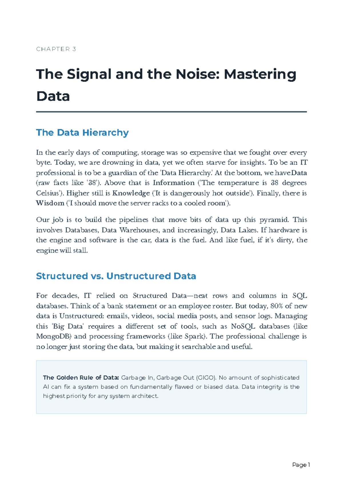 Chapter 3: The Signal and the Noise - Mastering Data Insights - Studocu