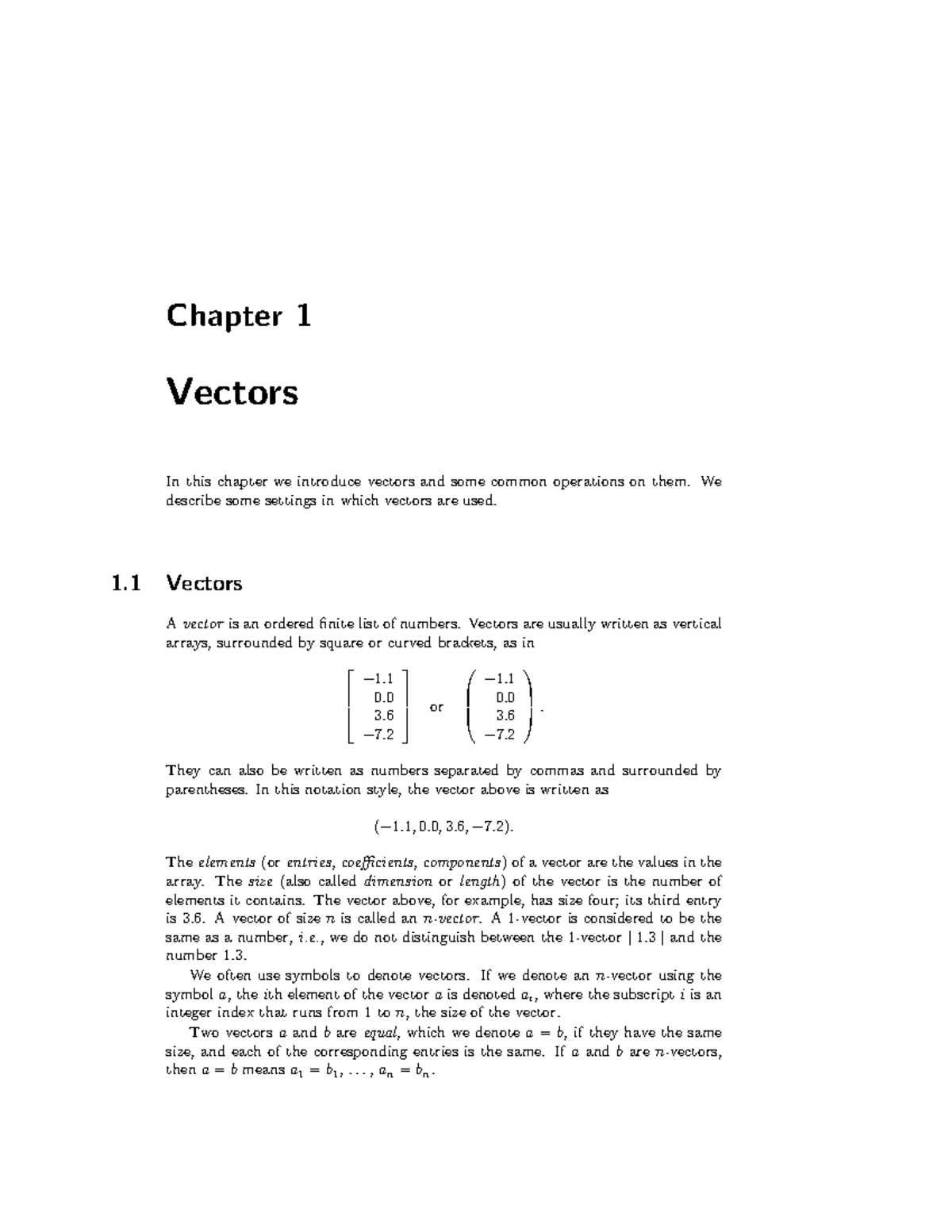 Chapter 1: Introduction to Vectors and Their Operations - Studocu
