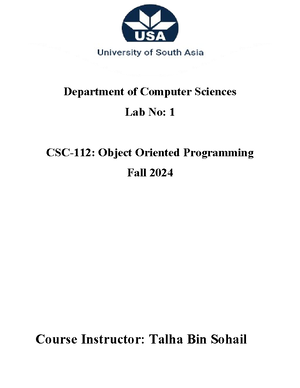 Object Oriented Programming - Object Oriented Programming CACP- Program ...