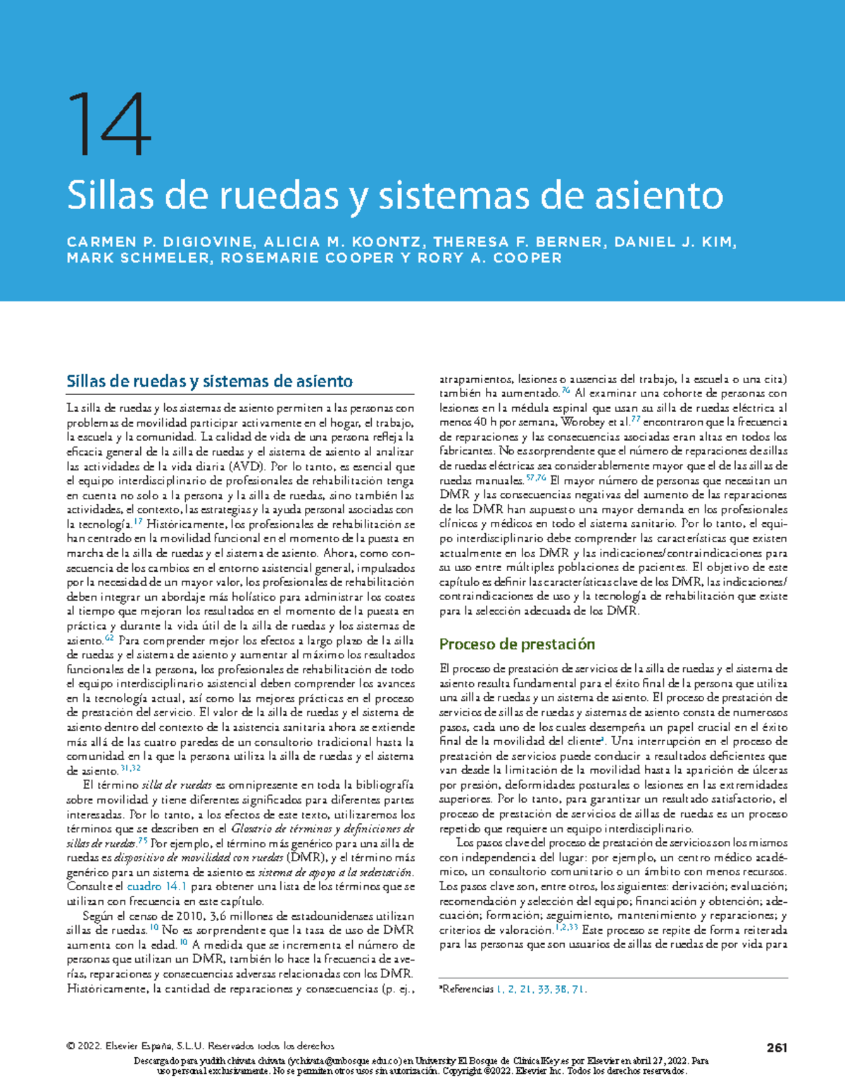 14. Sillas de ruedas y sistemas de asiento - ####### © 2022. Elsevier ...