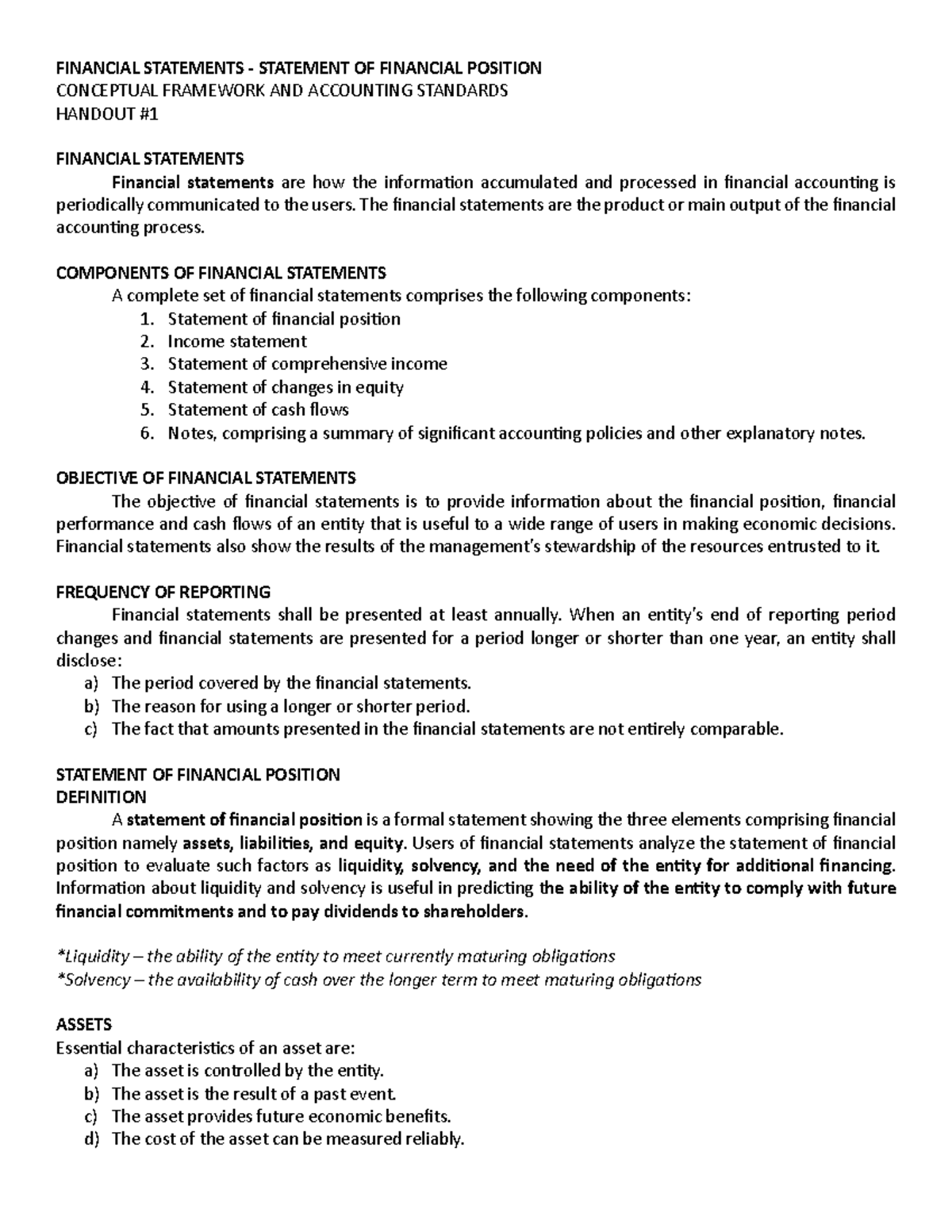 FS - SFP - cfas - FINANCIAL STATEMENTS - STATEMENT OF FINANCIAL ...