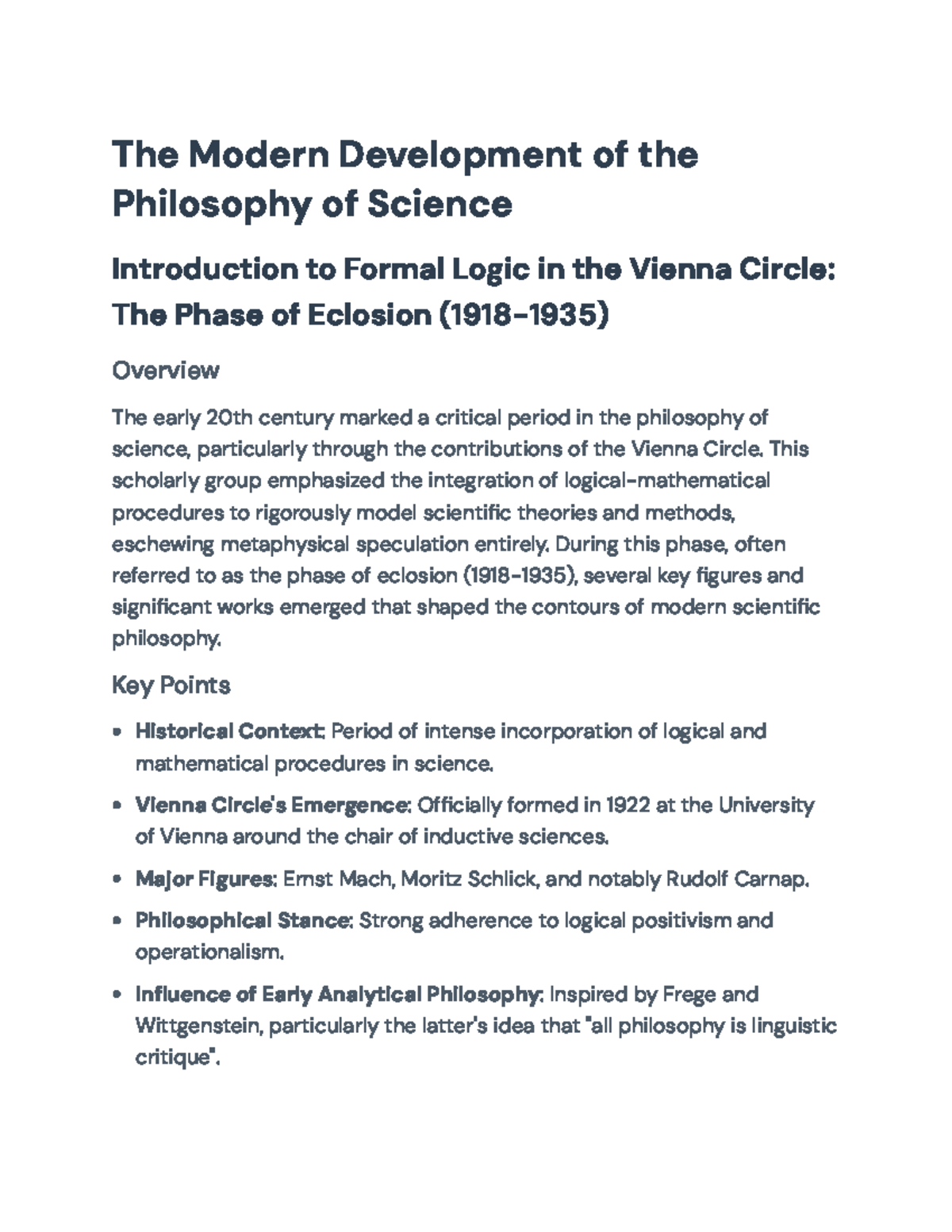 The Modern Development of Philosophy of Science: Vienna Circle Overview ...